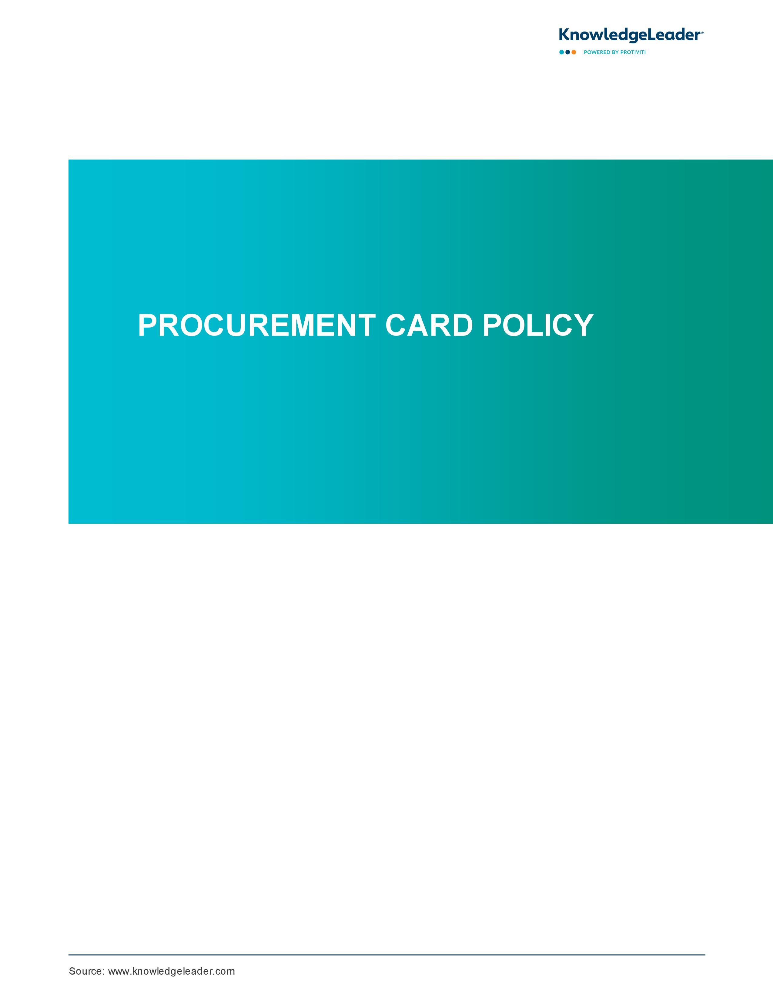 Procurement Card Policy | KnowledgeLeader